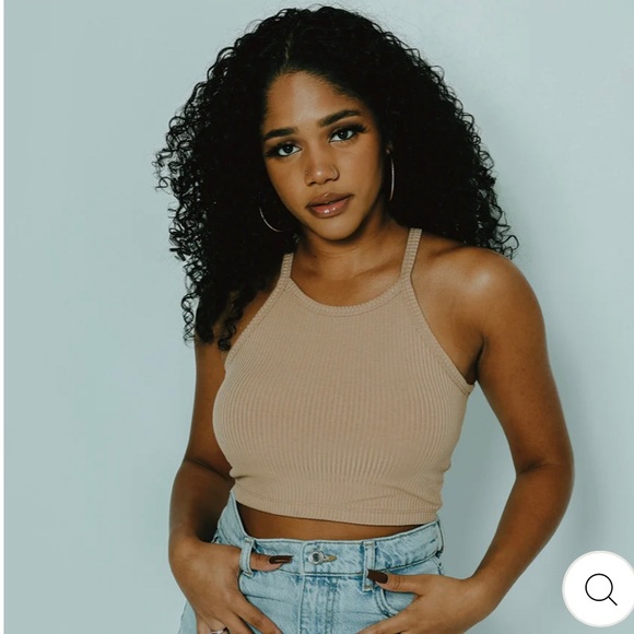 Klassy Network | Tops | Klassy Network High Neck Brami Crop In Beige | Poshmark